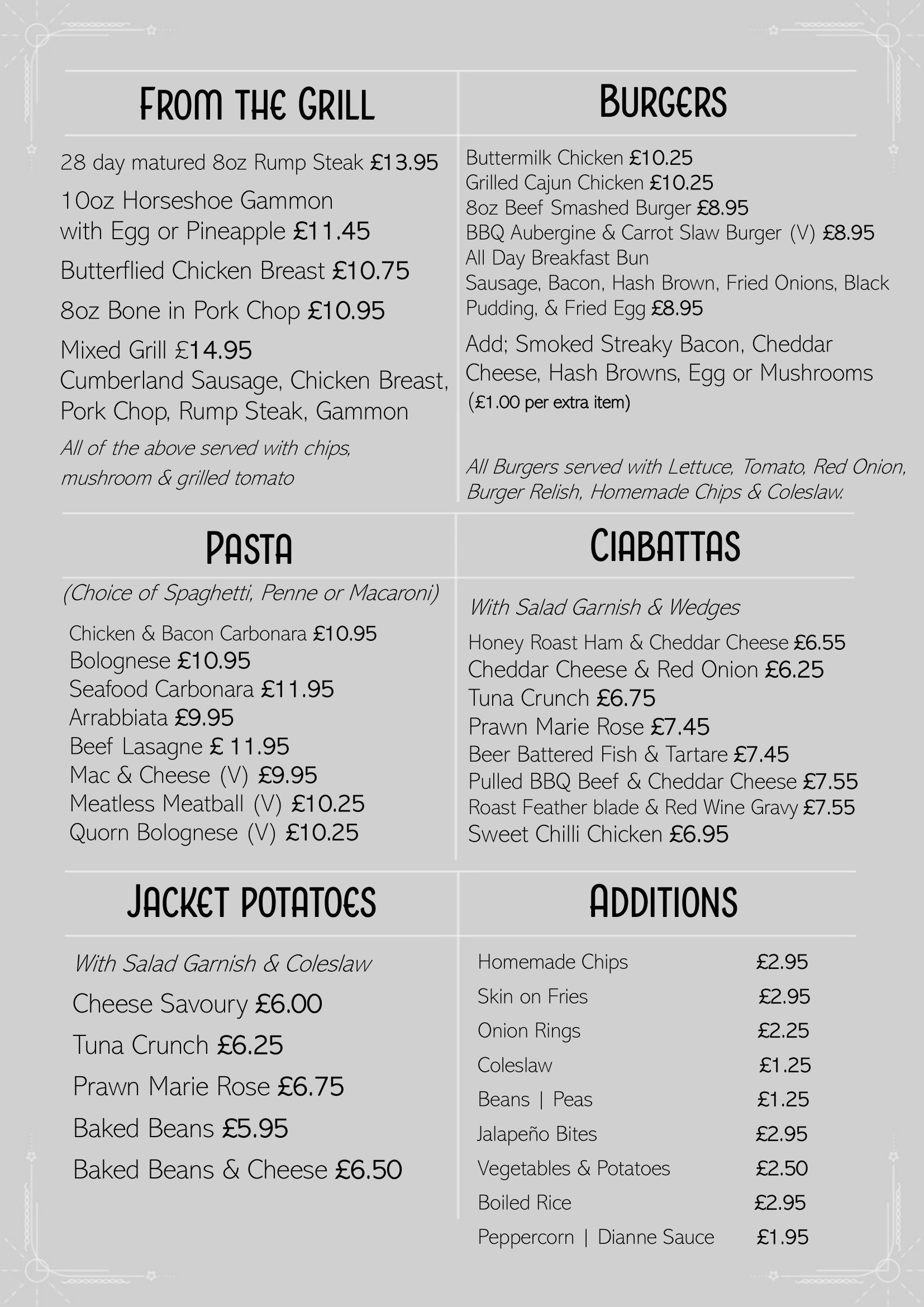 Our Menus